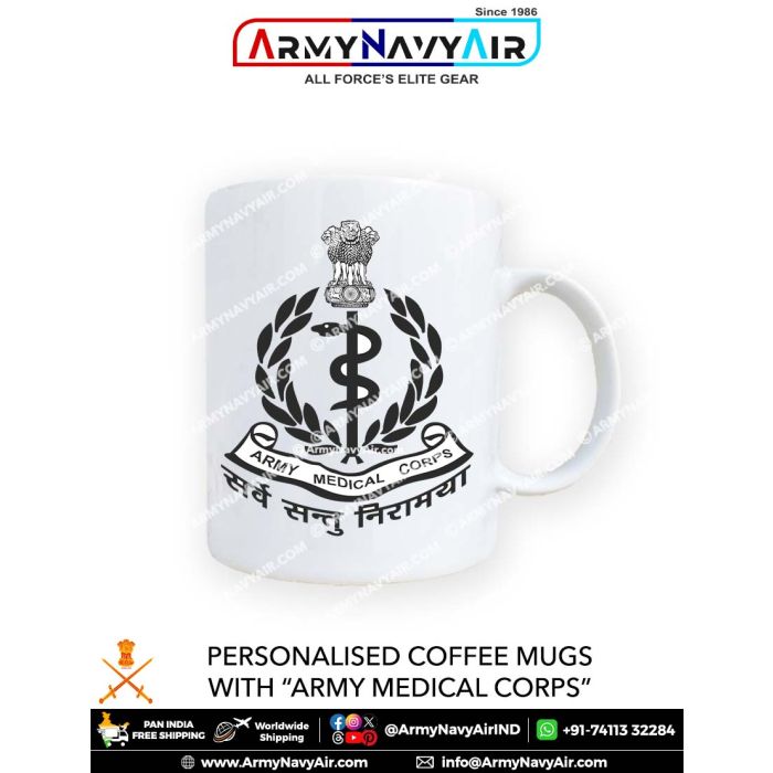 Buy Personalised Coffee Mugs With AMC Army Medical Corps Logo Online at ...