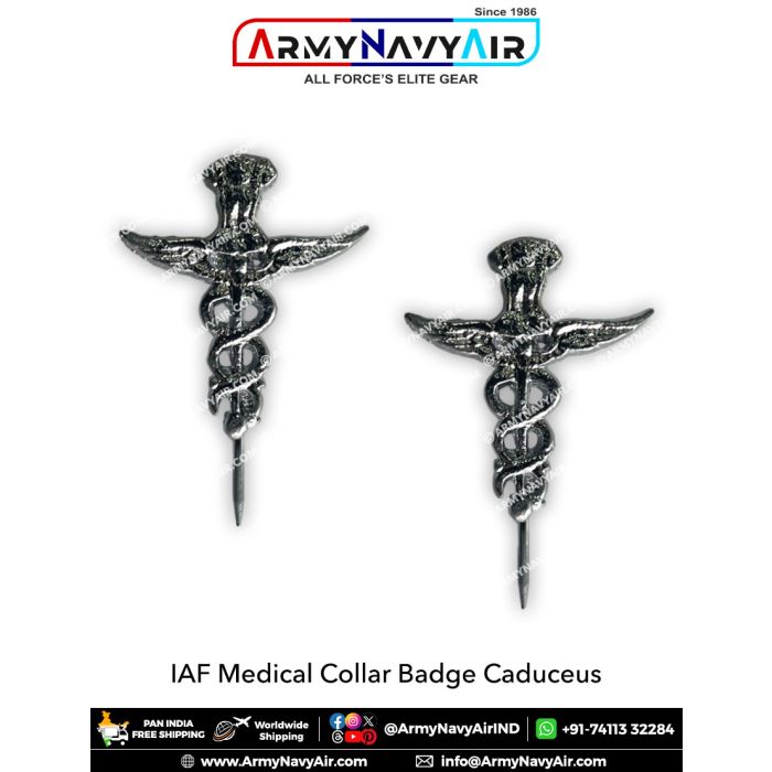 Buy IAF Indian Air Force Medical Collar Badge Caduceus : ArmyNavyAir ...
