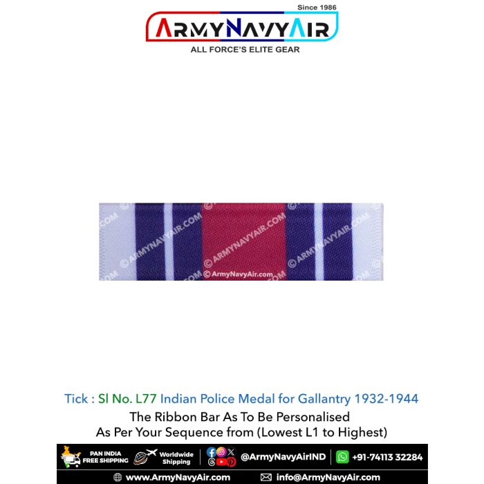 Buy (L77) Ready To Wear Ribbon Bar indian Police Medal For Gallantry ...