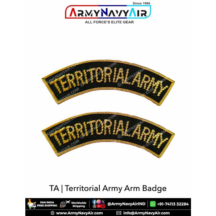 Buy Indian Army TA | Territorial Army Zari Arm Badge : ArmyNavyAir.com ...
