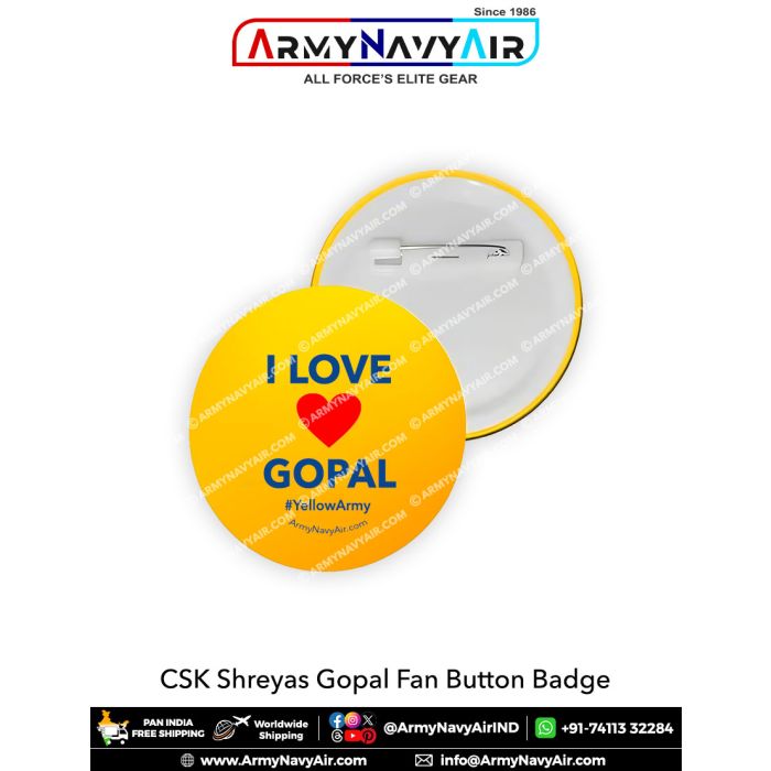 Buy CSK Fan Button Badge - I Love Shreyas Gopal : ArmyNavyAir.com ...