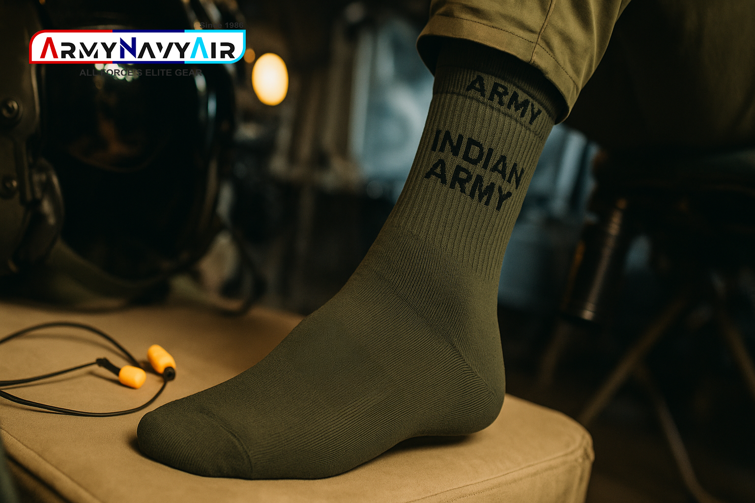 Indian Army Cotton Socks - Set of 3 - Durable Crew Socks